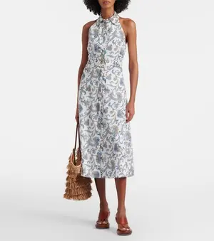 Veronica Beard Mackey Paisley Ramie Midi Dress - Multicoloured
