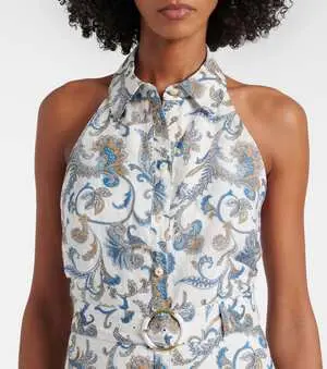 Veronica Beard Mackey Paisley Ramie Midi Dress - Multicoloured