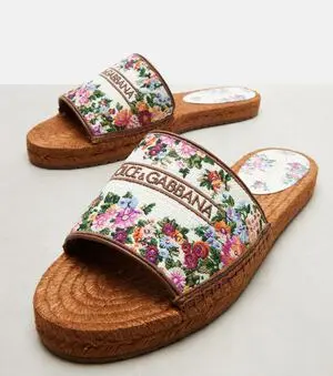 Dolce & Gabbana Floral Espadrille Slides - Multicoloured
