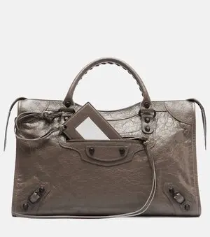Balenciaga Le City Medium Leather Top-handle Bag - Grey