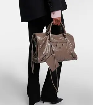 Balenciaga Le City Medium Leather Top-handle Bag - Grey