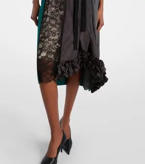 Prada Paneled Belted Midi Skirt - Grey