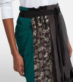 Prada Paneled Belted Midi Skirt - Grey