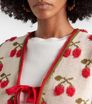 La DoubleJ Cherry Intarsia Cotton-blend Vest - Multicoloured