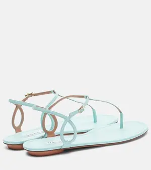 AQUAZZURA Almost Bare Leather Thong Sandals - Blue