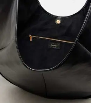 Saint Laurent Mombasa Large Leather Shoulder Bag - Black