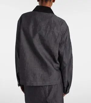 Prada Cotton And Linen Chambray Jacket - Blue