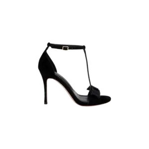 L'Agence Lerner Suede T-strap Sandals - Black