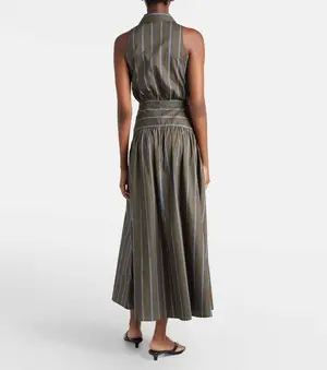 Staud Romy Striped Cotton Midi Dress