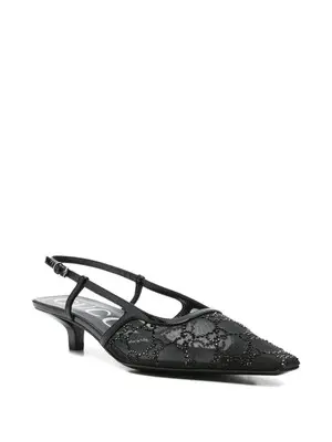 Gucci Crystal Embellished Slingback Pumps - Black
