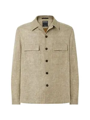 Zegna Shirt In A Blend Of Linen, Wool And Silk - Beige