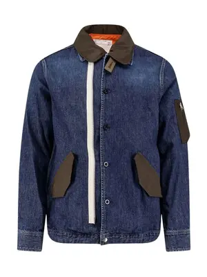 Sacai Denim And Nylon Twill Jacket - Blue