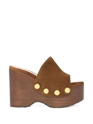 GIANVITO ROSSI Suede Leather Wedge Sandals - Brown