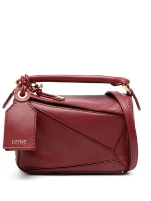 Loewe Puzzle Featherlight Mini Leather Handbag - Red