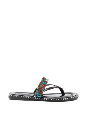 Dries Van Noten Embroidered Leather Thong Sandals