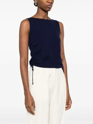 DUNST Sleeveless Top With Drawstring Detail - Blue