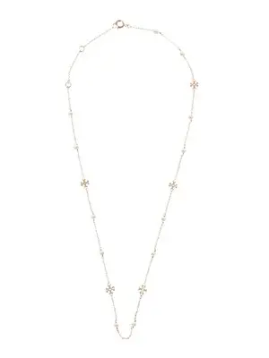 Tory Burch Kira Necklace With Logo And Pearls - Gold