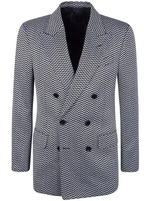 TOM FORD Jacquard Geometric Design Double Breasted Jacket