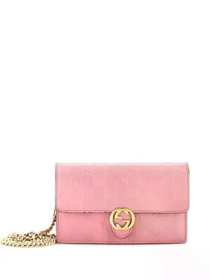 Gucci Icon Wallet On Chain Guccissima Leather Crossbody Bag - Pink