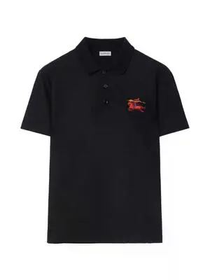 Burberry Ekd Cotton Polo Shirt - Black