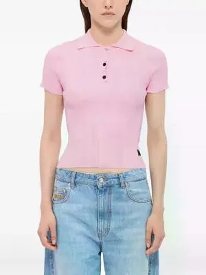 MSGM Ribbed Knit Polo Shirt