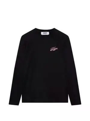 MSGM Embroidered Long-sleeve Sweatshirt - Black