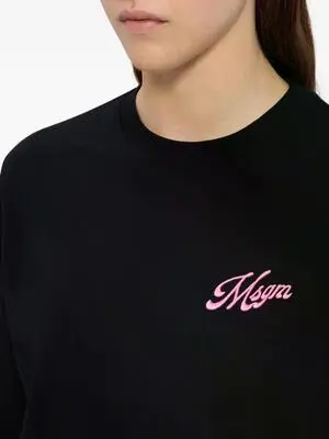 MSGM Embroidered Long-sleeve Sweatshirt - Black