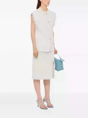 MSGM Frayed Buttoned Vest - Neutrals