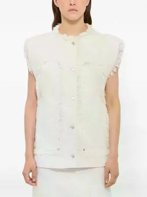 MSGM Frayed Buttoned Vest - Neutrals