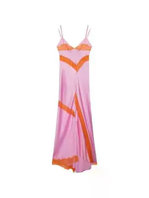 MSGM Lace-detailed Panelled Maxi Dress - Pink