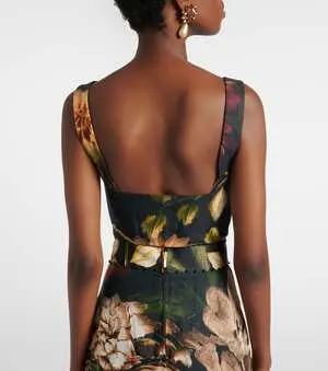 Agua Bendita Floral Linen Crop Top