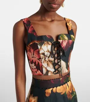 Agua Bendita Floral Linen Crop Top