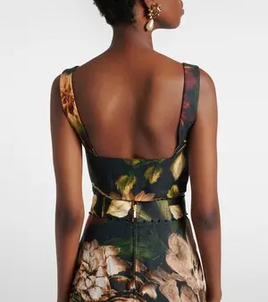 Agua Bendita Floral Linen Crop Top
