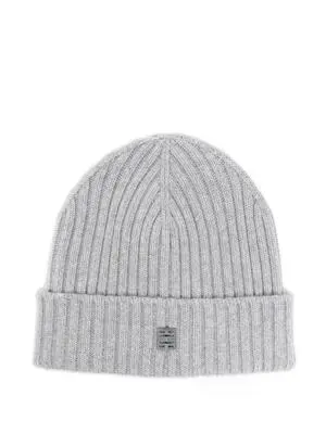 Givenchy Ribbed Beanie Hat With Logo - Grey