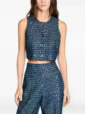 Sandro Sequin-embellished Cropped Waistcoat
