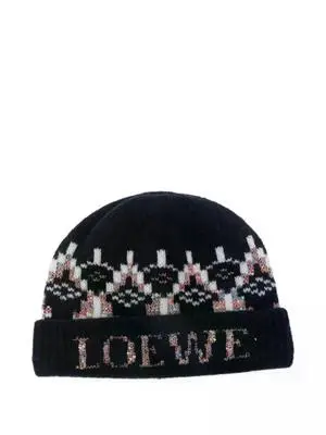 Loewe Patterned Sequin Embellished Beanie - Blue