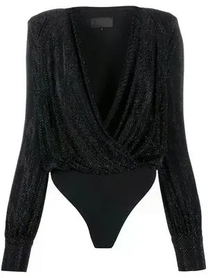 Philipp Plein Crystal-embellished Wrap Bodysuit