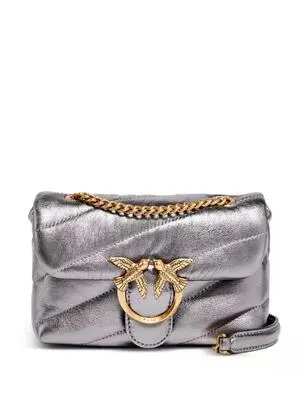 Pinko Love Puff Cross Body Bag With Quilted Design And Chain Strap - Grey