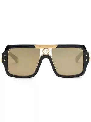 Philipp Plein Logo-plaque Square-frame Sunglasses - Black