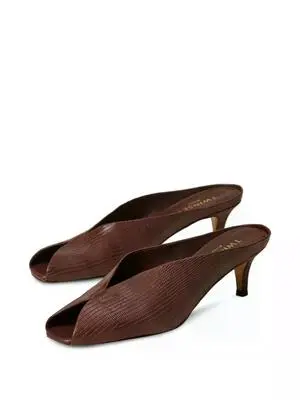 TWINSET Embossed Leather Heeled Sandals - Brown