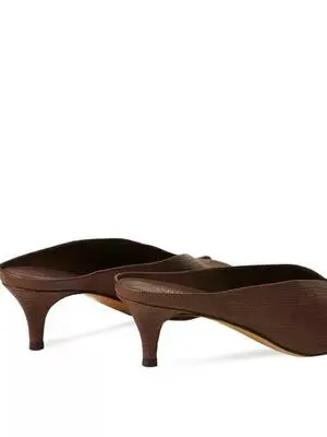 TWINSET Embossed Leather Heeled Sandals - Brown