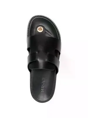 Versace Calf Leather Medusa Emblem Thong Sandals