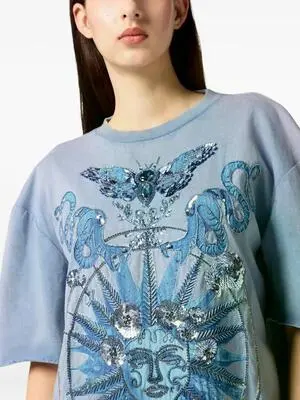 Philipp Plein Mini Butterfly-motif Dress - Blue