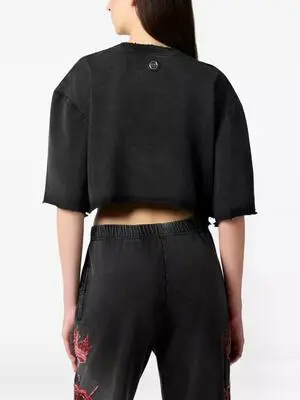 Philipp Plein Sequin-embellished Cropped T-shirt - Black