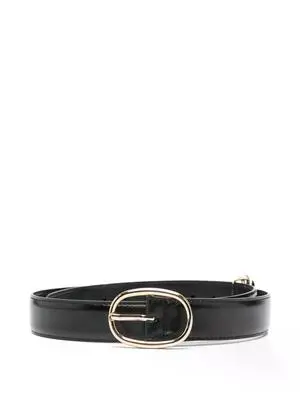 Maje Leather Oval Buckle Belt With Daisy Embellishment - Black