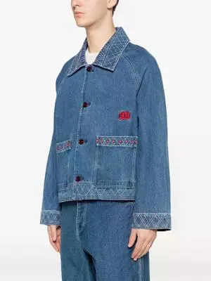 BODE Embroidered Denim Jacket - Blue
