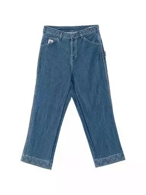 BODE Embroidered Straight Leg Trousers - Blue