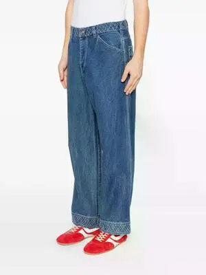 BODE Embroidered Straight Leg Trousers - Blue