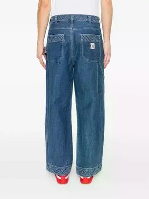 BODE Embroidered Straight Leg Trousers - Blue