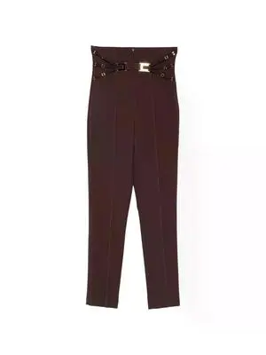 Elisabetta Franchi Buckle Detail Trousers - Brown